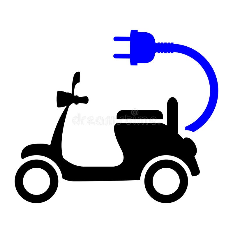 Electric Motorcycle Doodle Icon. Electrical Motorbike Concept Sign ...