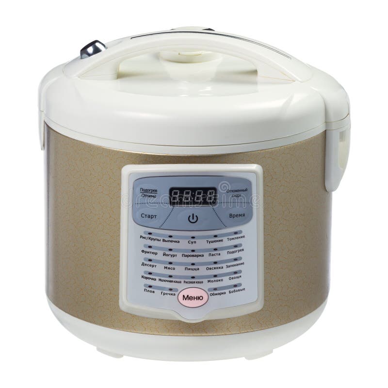 Electric Multi Cooker Isolated on White Stock Image - Image of oven ...