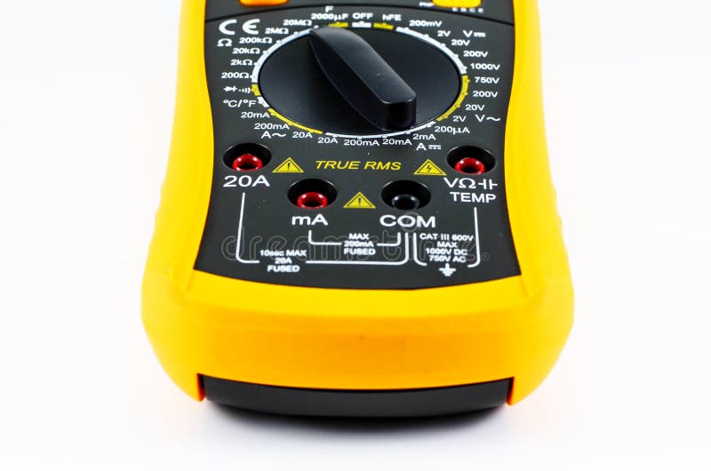 Electric Multimeter Isolated on White. Stock Photo - Image of yellow ...