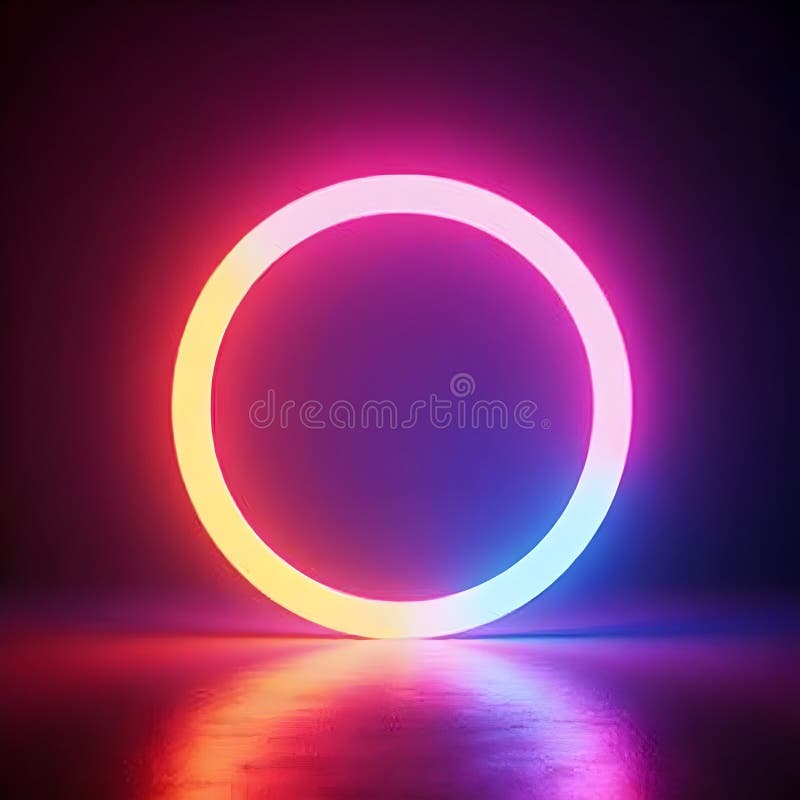 Electric Neon Circle Glowing with Intensity on Vibrant Gradient ...