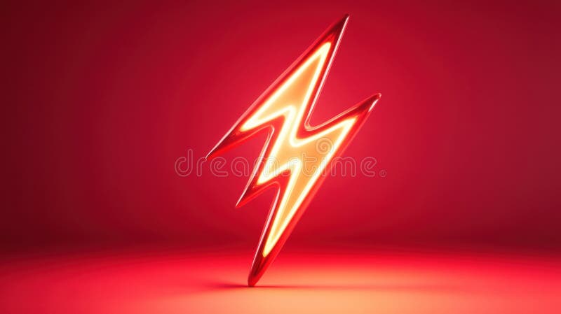 Electric Neon Lightning Bolt on Vibrant Red Background Stock Photo ...