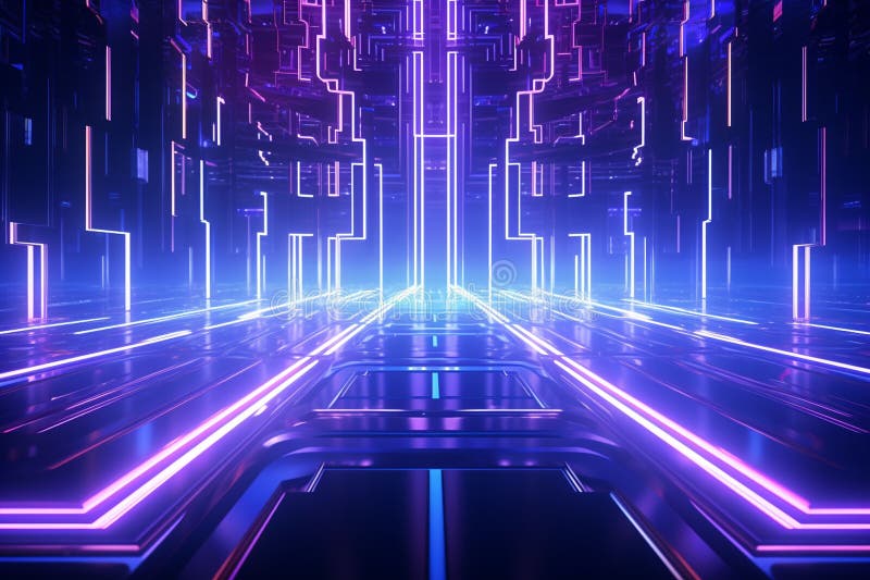 Electric Neon Lights Illuminating Futuristic and E Stock Illustration ...