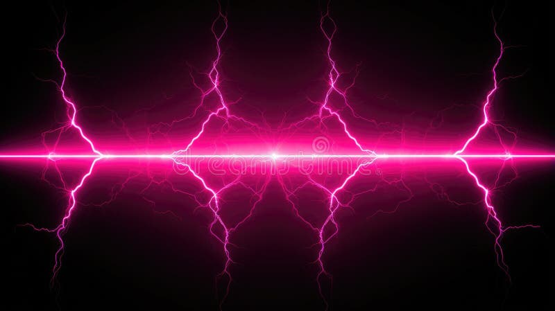 Electric Neon Pink Lightning Reflection on Dark Surface Stock Image ...