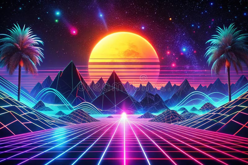 Electric Night Vibes a Retro Disco Wave Pattern Perfect for Posters ...