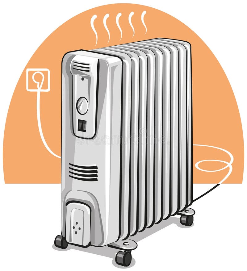 The Oil Electric Heater Isolated on White Stock Vector - Illustration ...