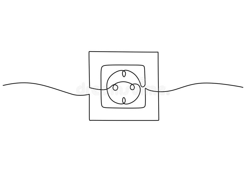 Electric Outlet in Continuous One Line Art Drawing. Minimalist Vector ...