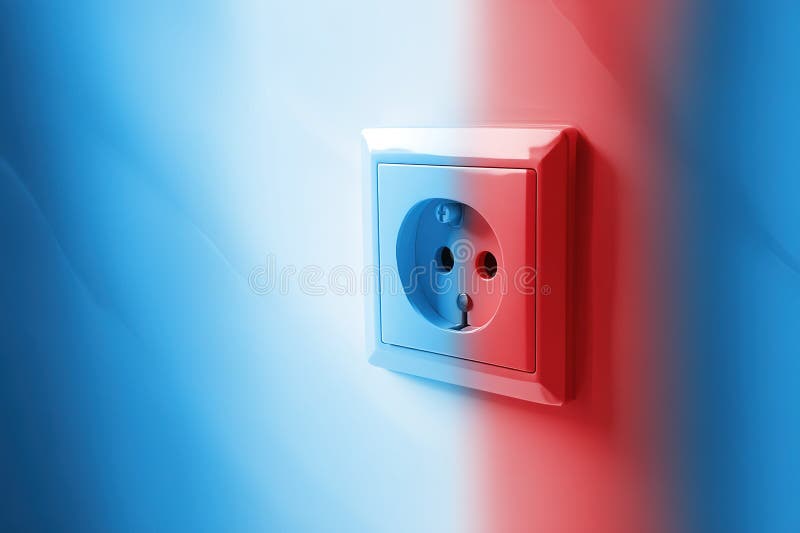 Electric Outlet with Contrasting Red and Blue Lighting Creates a ...
