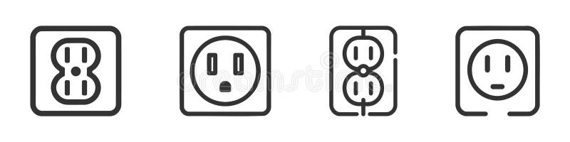 Electric Outlet Icon Set, Collection, Pack. Bold Outline Design with ...