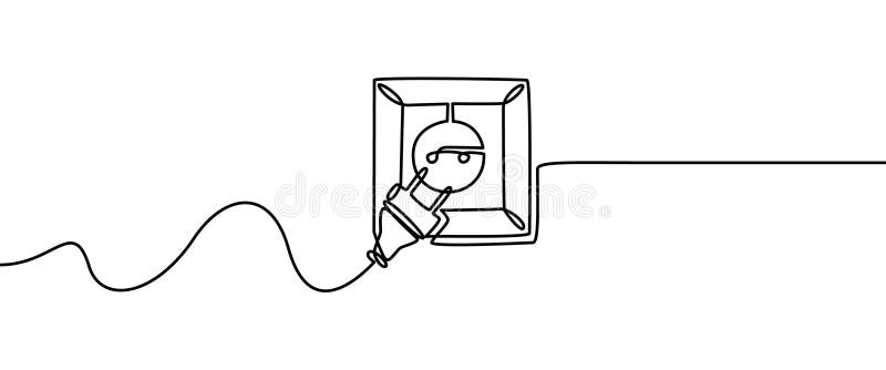 Electric Outlet Shape Drawing by Continuos Line, Thin Line Design ...