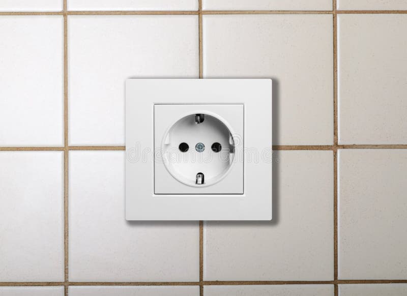European Wall Outlet Isolated on White Background Stock Photo - Image ...