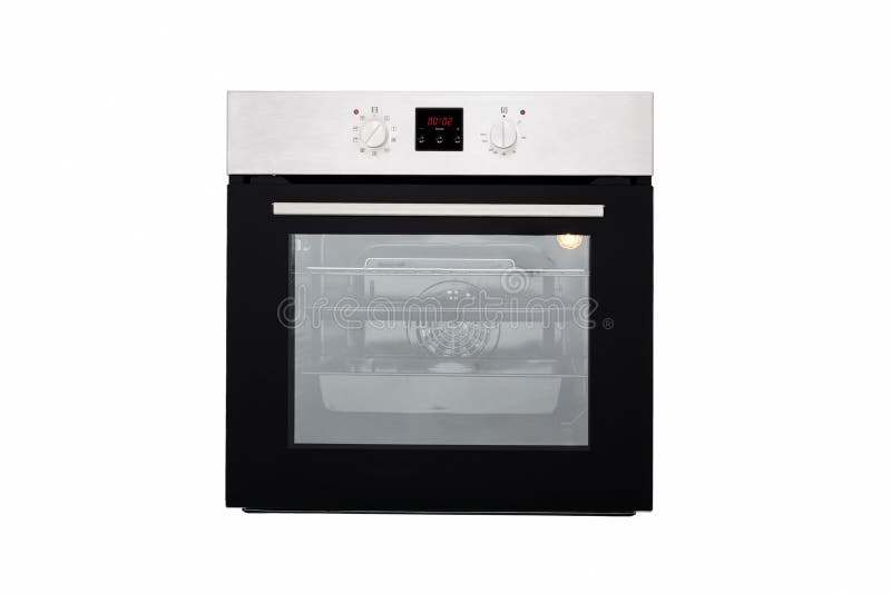 Electric Oven Black, with Aluminum Panel and Electronic Display. Front ...