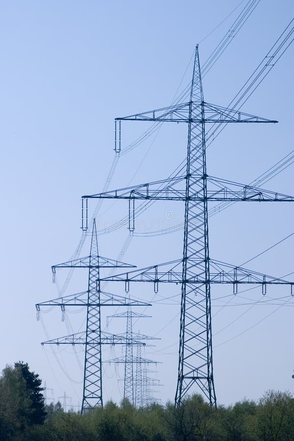 Electric Overland Power Lines Stock Photo - Image of overland, pole: 649292