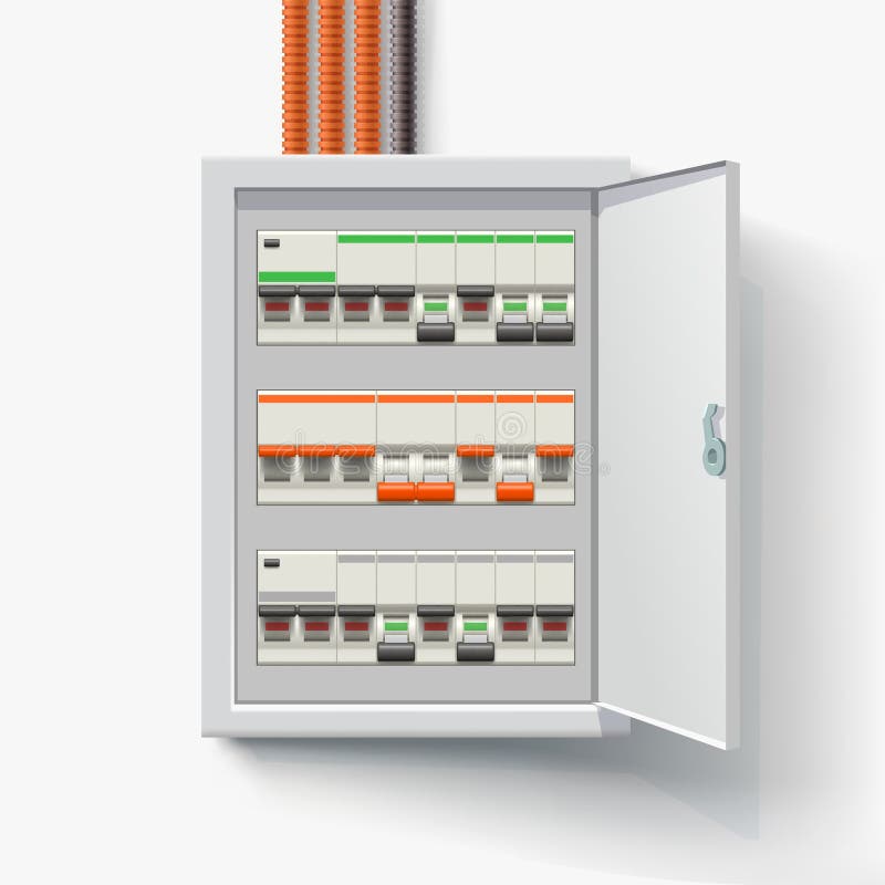 Electric Panel Full of Switches Front View Stock Vector - Illustration ...