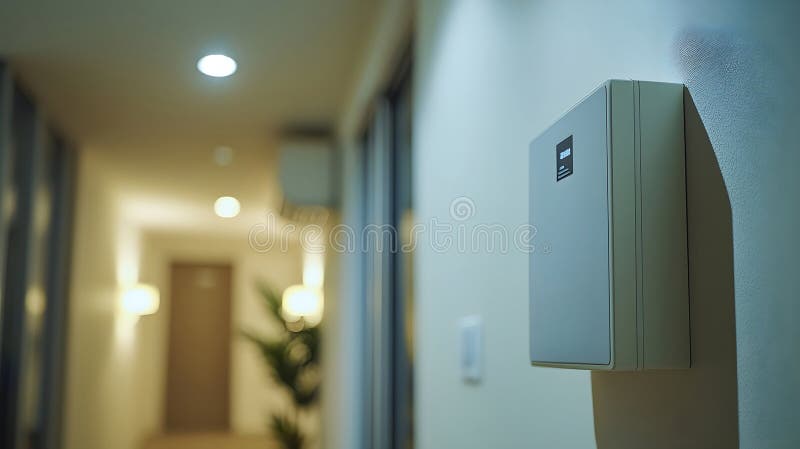 Electric Panel Mounted on a Neutral Wall in a Modern Corridor ...