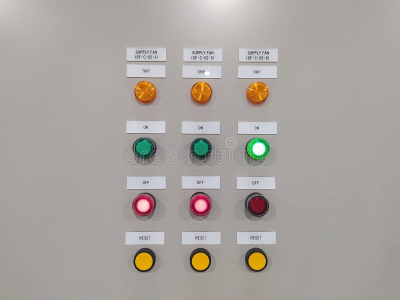 The Electric Panel with Red Green Orange and Yellow Button Stock Photo ...