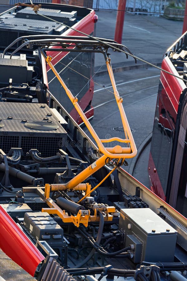 Pantograph of a tram stock image. Image of metal, essen - 146186815