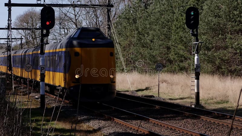Electric Passenger Train Passing in the Netherlands Stock Footage ...