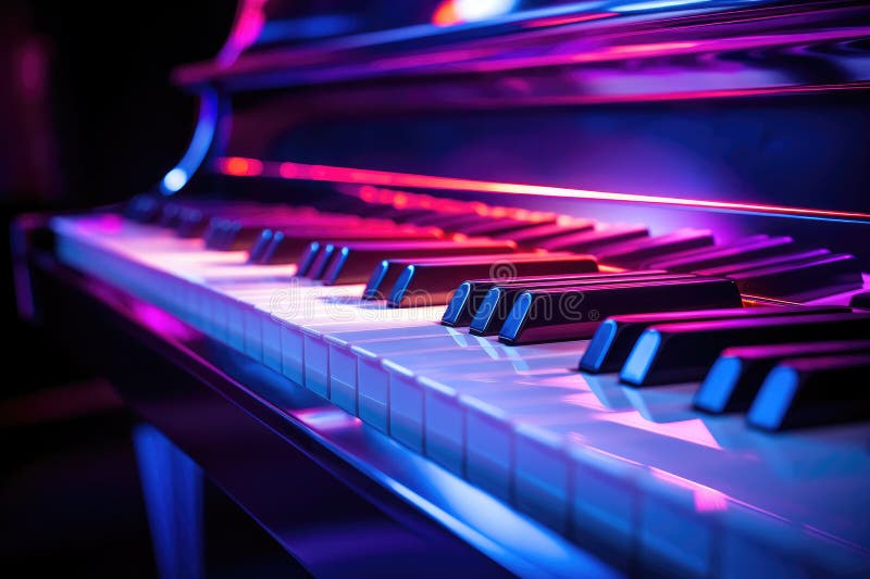 Electric Piano Keys in Neon Light. Stock Illustration - Illustration of ...