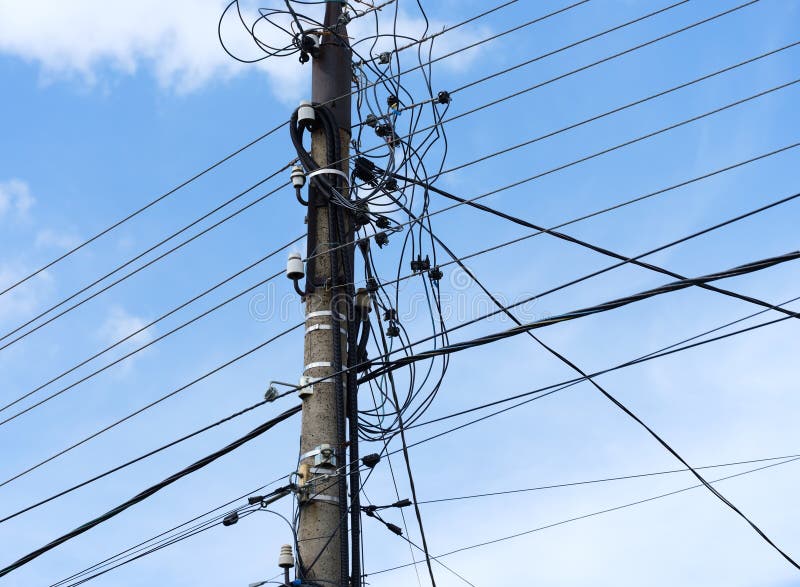 Electric Pillar with a Lot of Wires on it Stock Image - Image of wires ...