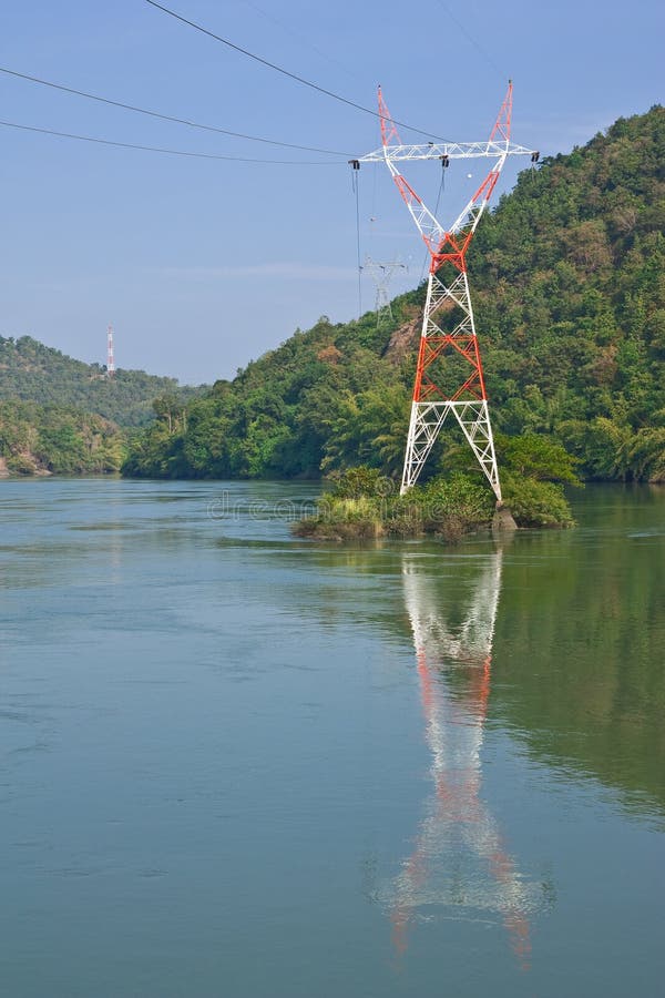 Electric pillar in river stock image. Image of outdoor - 12262209