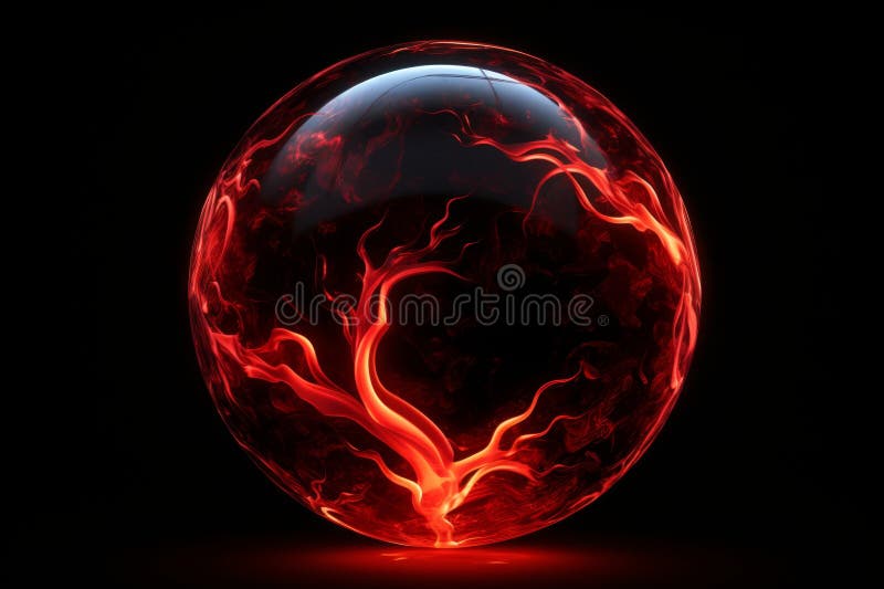 Electric Plasma Sphere with Energetic Red Lightning Stock Illustration ...
