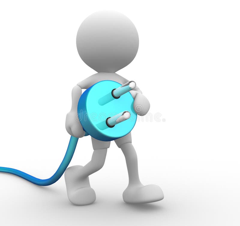 Person Lifting Power Plug To Electrical Outlet Stock Illustration ...