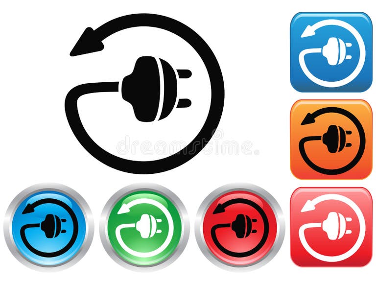 Electric Plug Button Icons Set Stock Vector - Illustration of buttons ...
