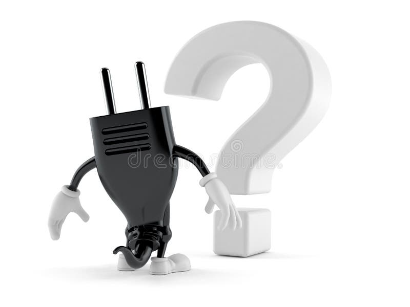 Electric Plug Character Looking at Question Mark Symbol Stock ...