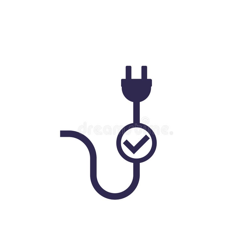 Electric Plug and Check Mark, Vector Icon Stock Illustration ...