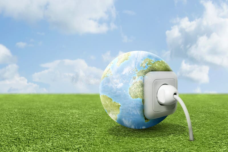 Electric Plug into an Earth Power Socket Stock Photo - Image of ...