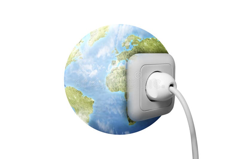 Electric Plug into an Earth Power Socket Stock Photo - Image of ...