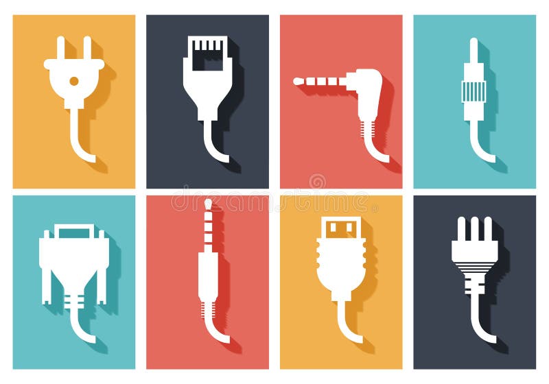 Electric plug flat icons stock vector. Illustration of flat - 58460167