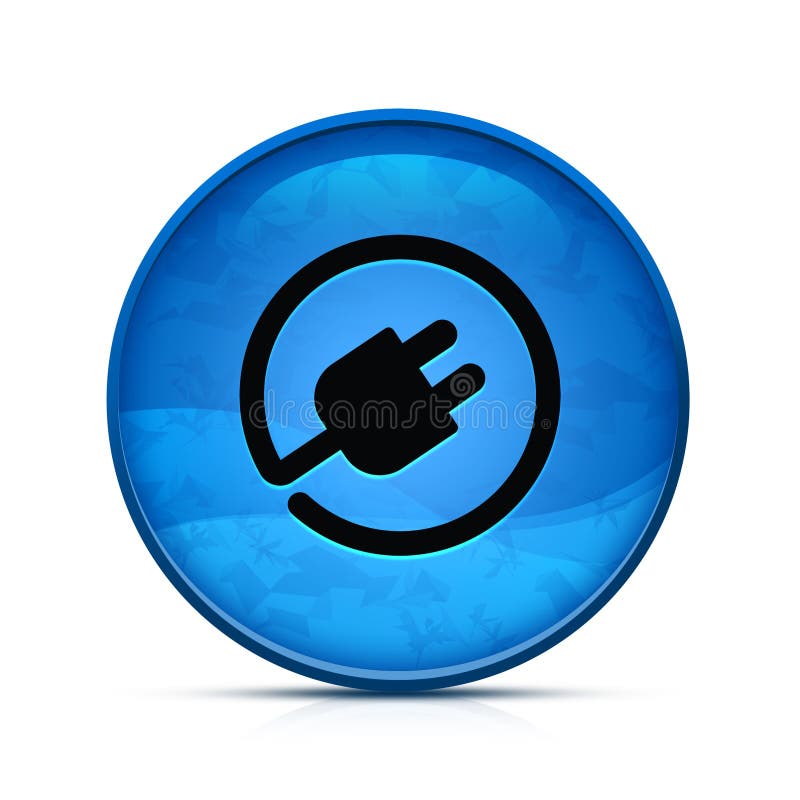 Electric Plug Icon on Classy Splash Blue Round Button Illustration ...