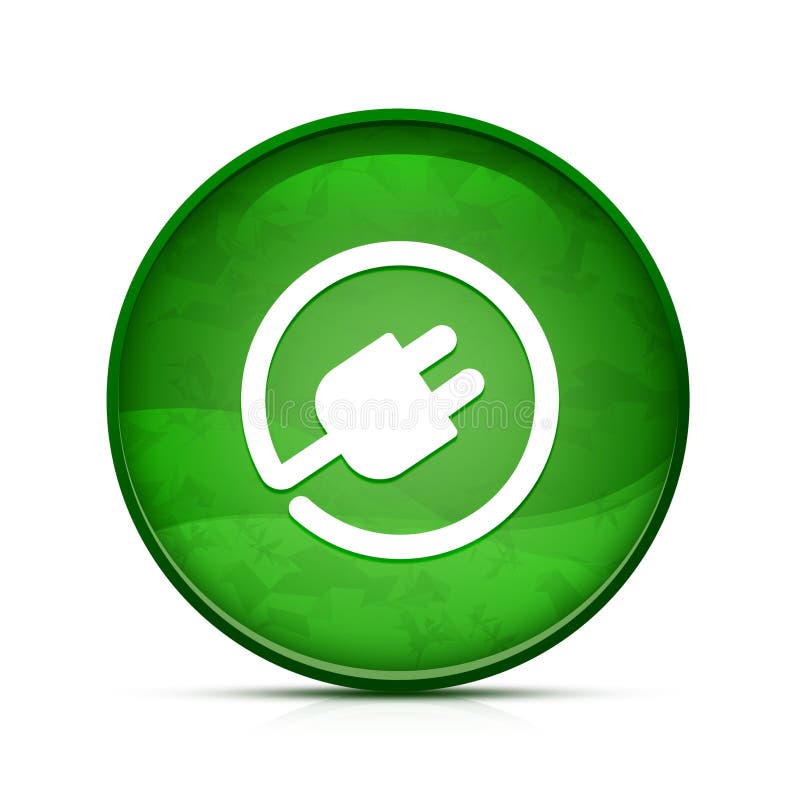 Electric Plug Icon on Classy Splash Green Round Button Illustration ...