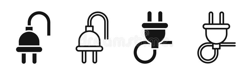 Electric Plug Icon Set. Socket Plug Vector Icons Stock Illustration ...