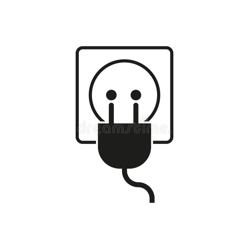 Electric Plug Icon. Socket and Plug Illustration. Black and White ...