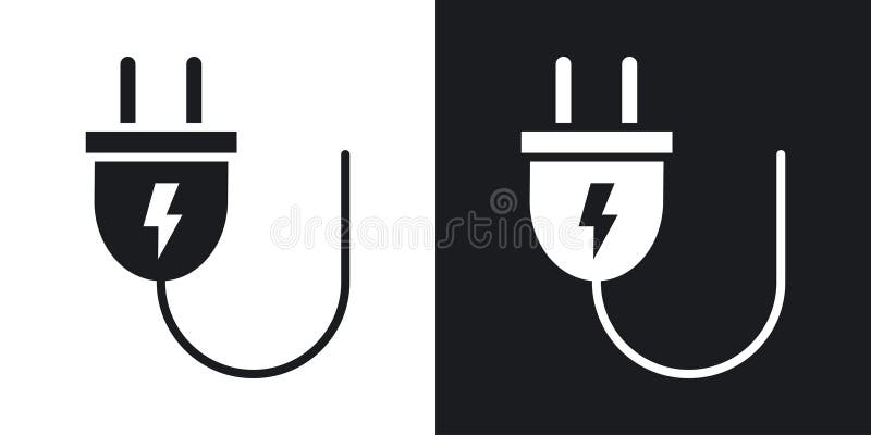 Electric Plugline in Thin Line Black Color. Flat Simple Vector Symbols ...
