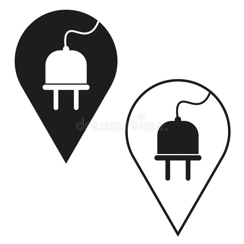 Electric Plug Icons. Black and White Pointer Symbols. Minimalist Vector ...