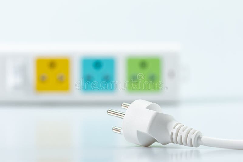 Electric Plug and Multiple Socket with Connected Plugs on White ...