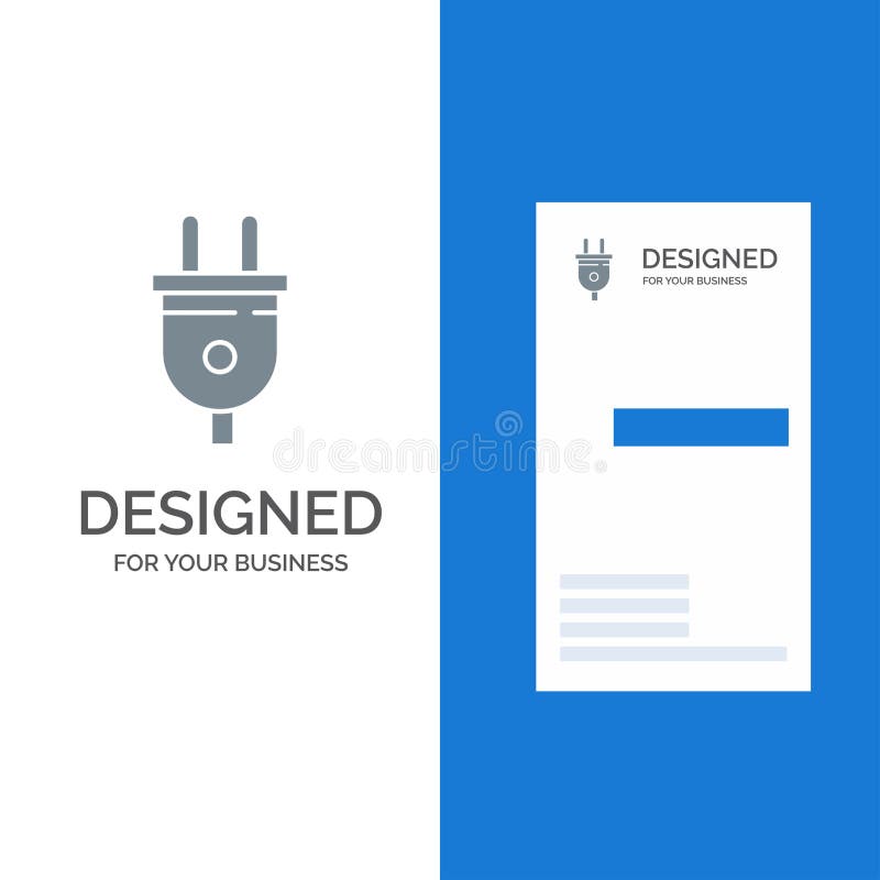 Electric, Plug, Power, Power Plug Grey Logo Design and Business Card ...