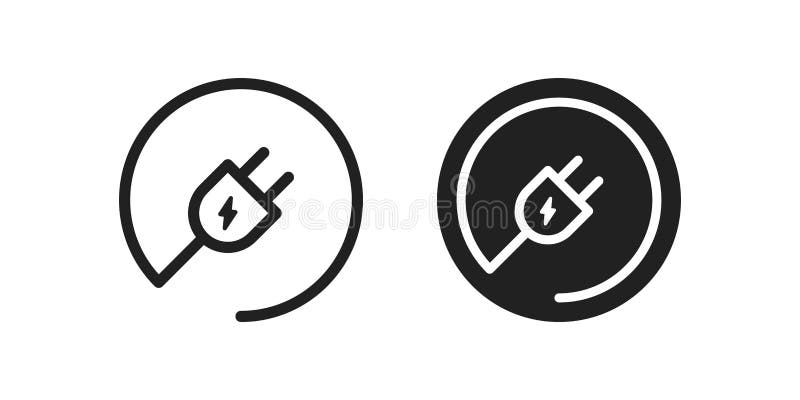 Electric Plug Round Icon. Power Cable Symbol Stock Vector ...