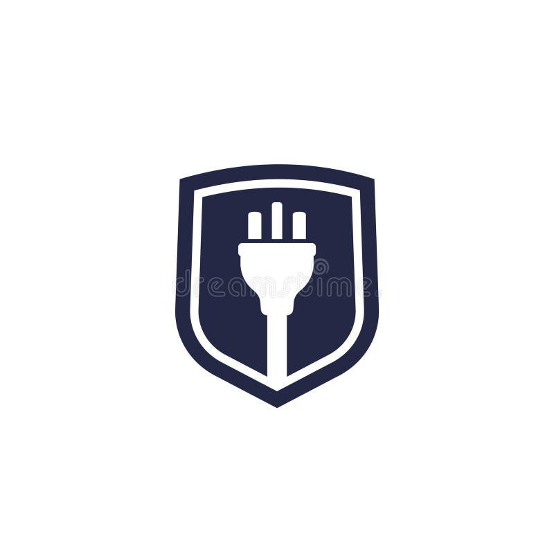 Electric Plug with a Shield Icon on White Stock Vector - Illustration ...