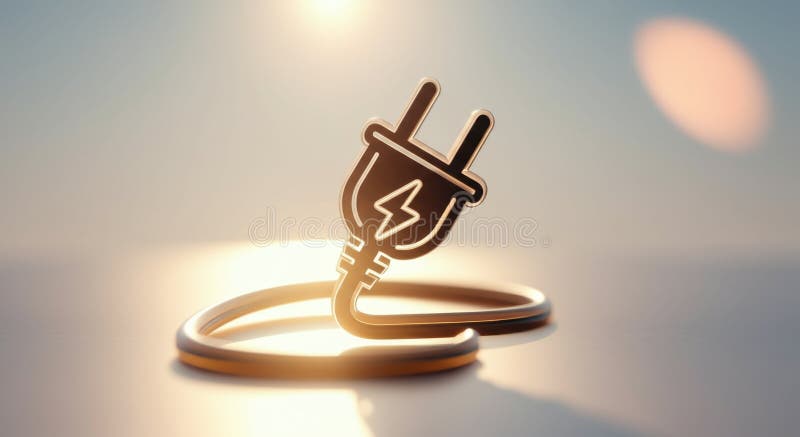 Electric Plug Silhouette with Cable and Light Effect in Minimalist ...
