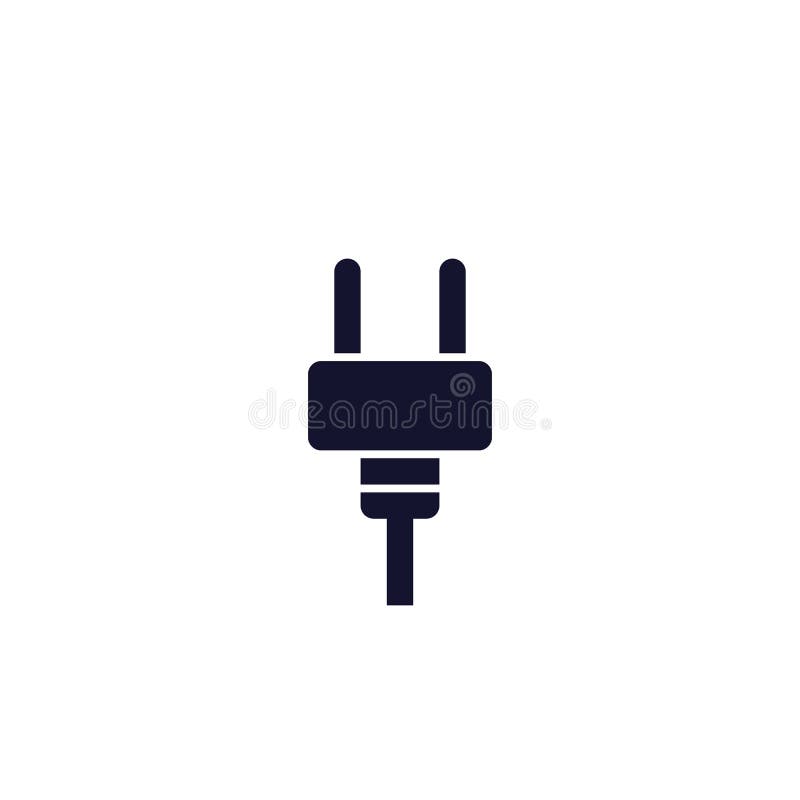 Electric Plug, Simple Vector Icon on White Stock Vector - Illustration ...