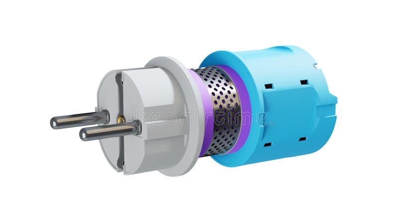 Electric Plug with Socket. 3D Rendering Stock Illustration ...