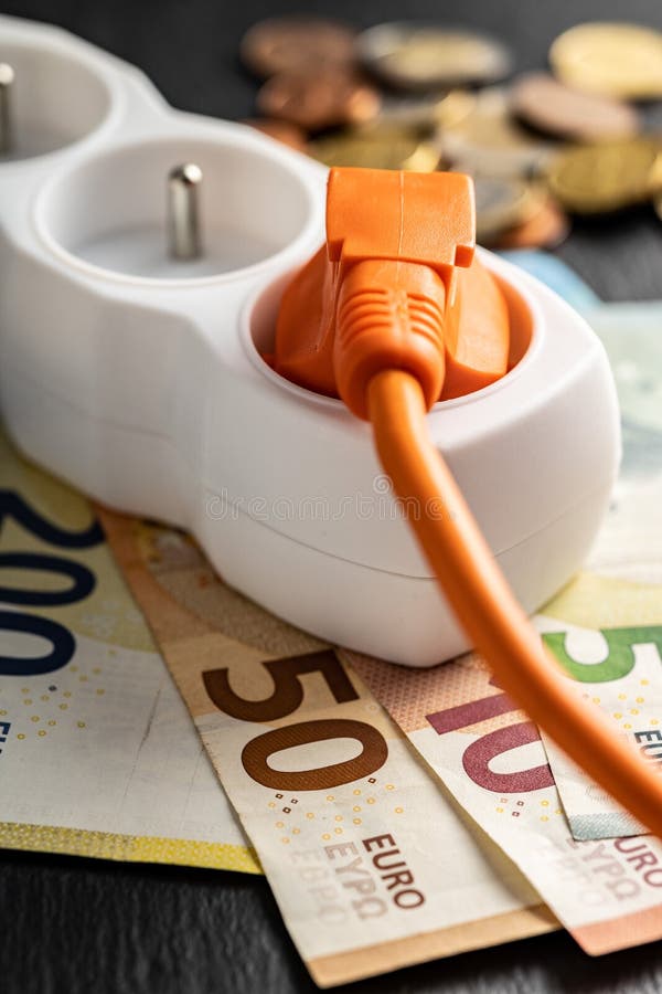 Electric Plug, Socket and Euro Money. Concept of Increasing Electric ...
