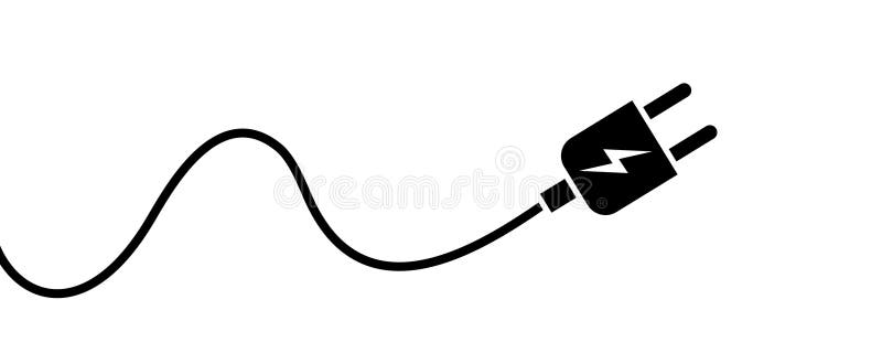 Electric Plug Vector Icon. Black Electrical Cord or Cable. Electric ...