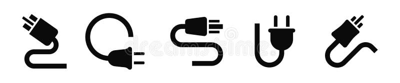 Electric Plug Vector Icons. Socket Plug Icon Set Stock Illustration ...