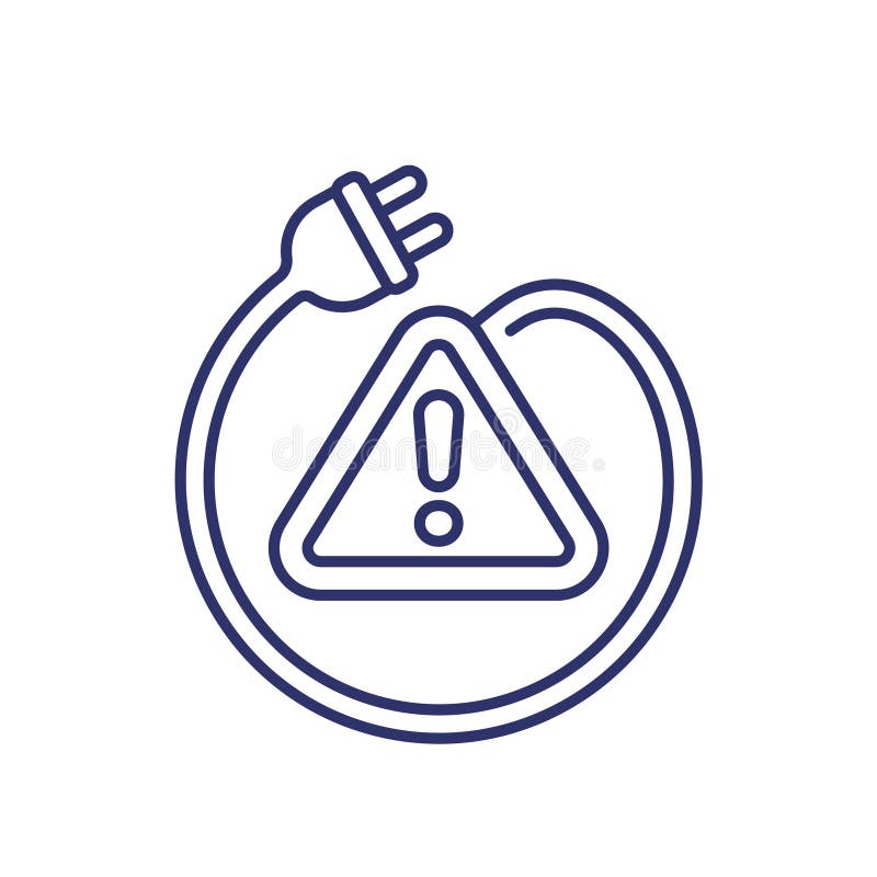 Electric Plug and Warning Alert Line Icon Stock Vector - Illustration ...