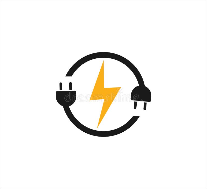 Electric Plugin in Circle Loop with Electric Symbol Vector Icon Logo ...